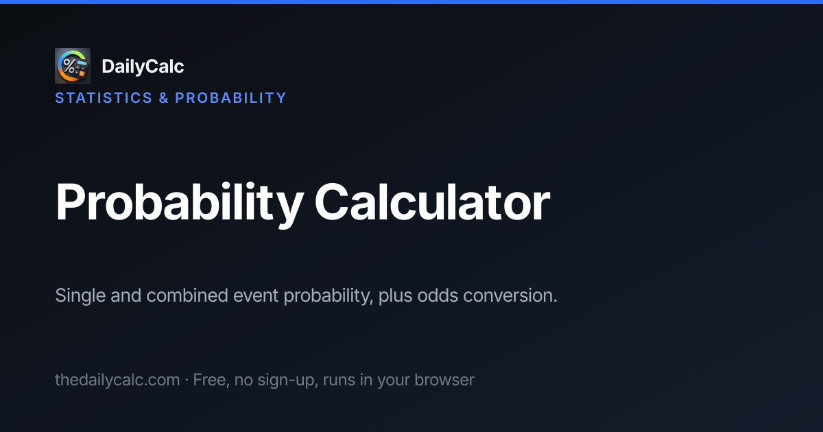 Probability Calculator — Combined Events & Odds | DailyCalc